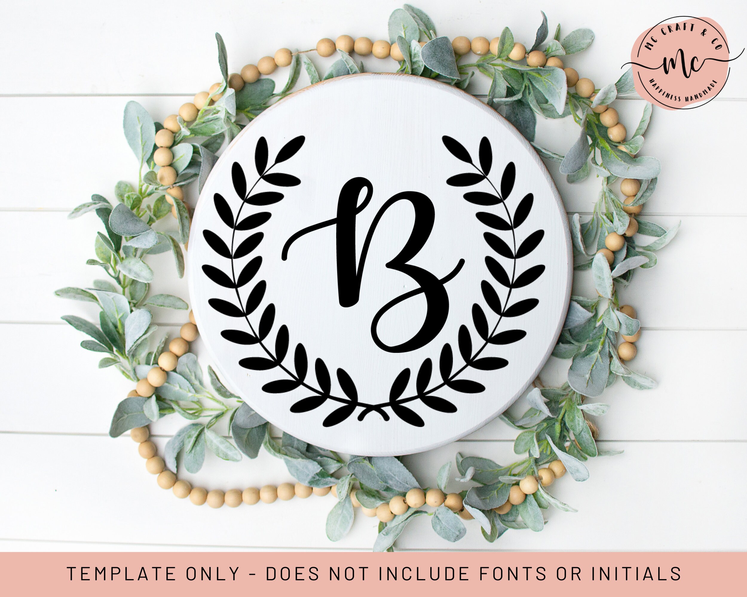 Monogram SVG Initial Svg Laurel Svg Farmhouse Sign Rustic - Etsy