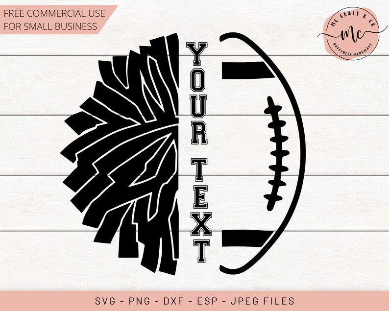 Cheer SVG Football SVG Pom Poms Cheer Football Cheerleader - Etsy