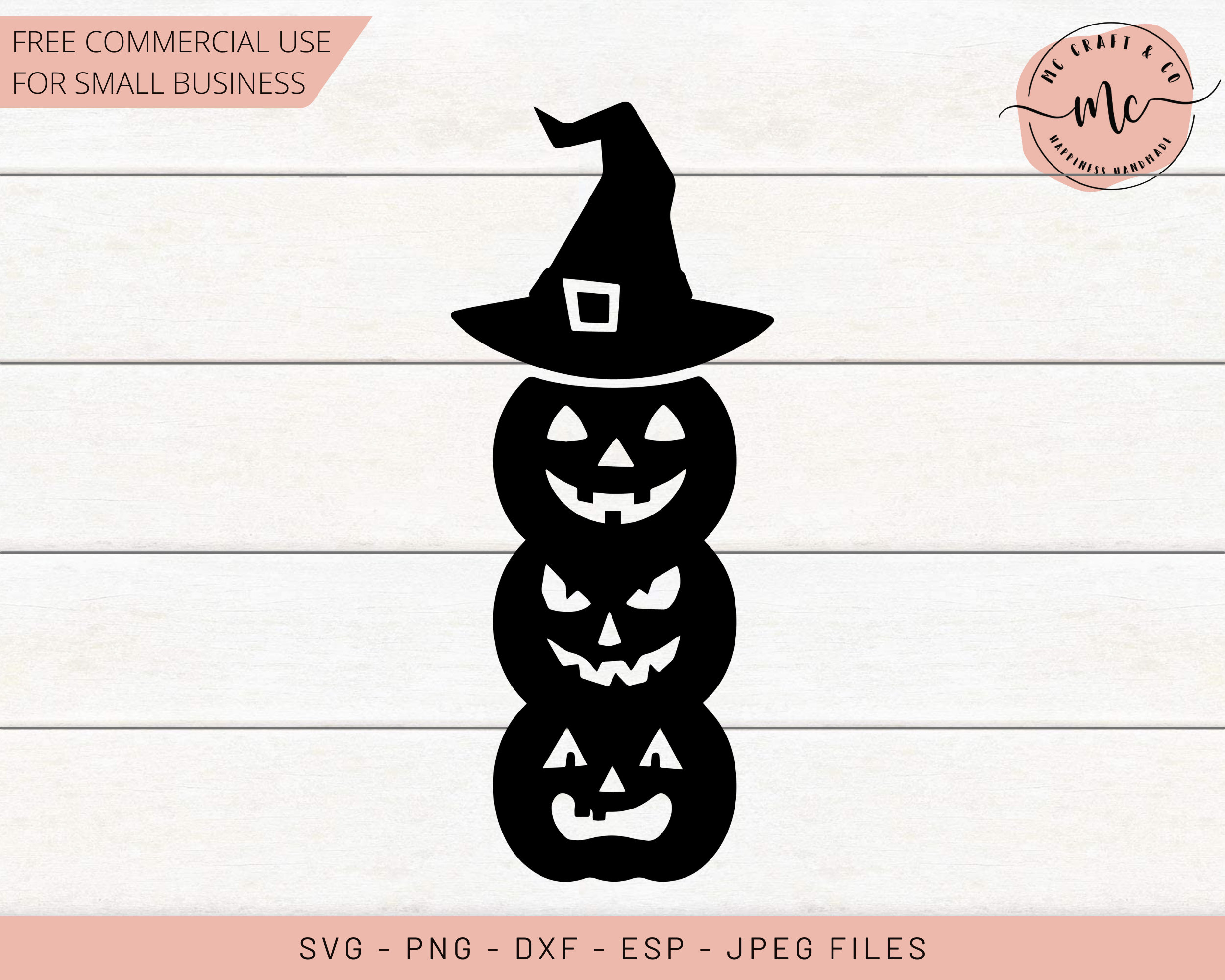 Stacked Pumpkins With Witch Hat Svg Stacked Pumpkins Svg Etsy