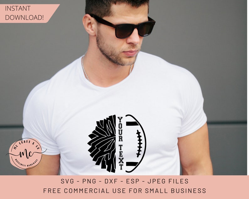 Cheer SVG, Football SVG, Pom Poms, Cheer Football, Cheerleader Svg ...