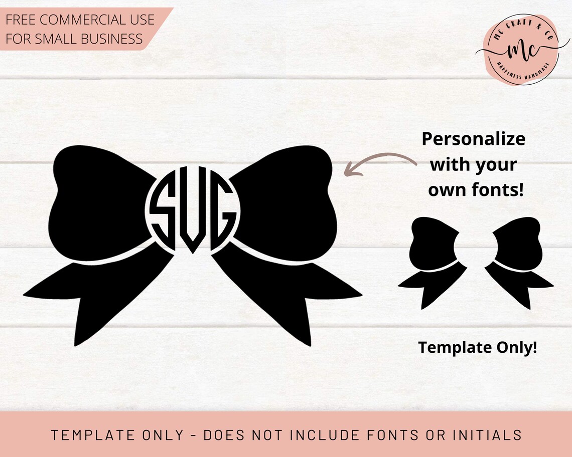 Monogram Bow SVG Initial Svg Bow Monogram Monogram SVG BOW - Etsy