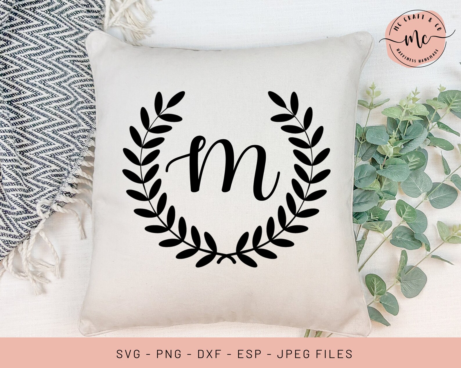 Monogram SVG Initial Svg Laurel Svg Farmhouse Sign Rustic - Etsy