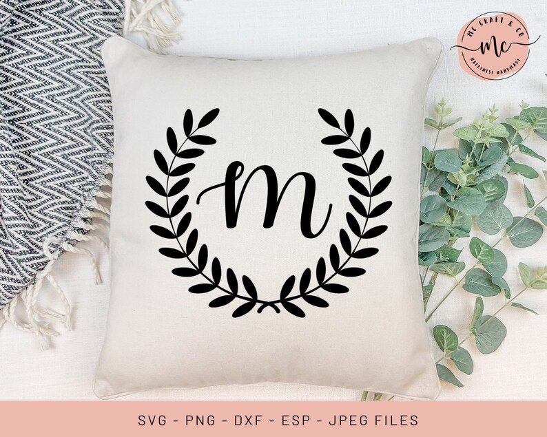 Monogram SVG Initial Svg Laurel Svg Farmhouse Sign Rustic - Etsy