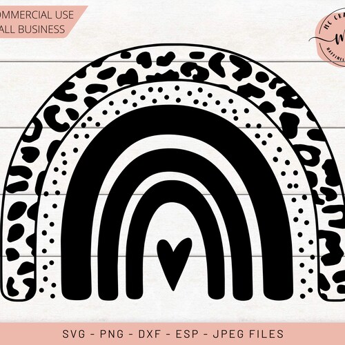 Leopard Print Rainbow With Heart SVG Cut File Boho Rainbow - Etsy