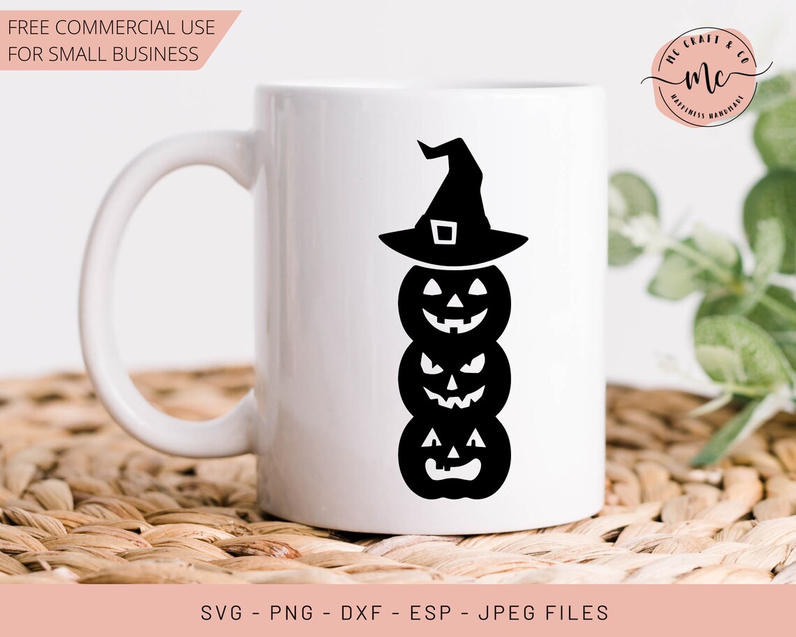 Stacked Pumpkins With Witch Hat Svg Stacked Pumpkins Svg Etsy