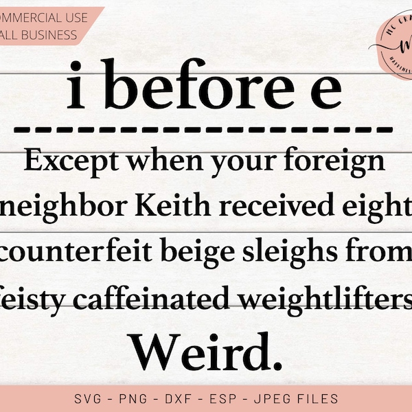I Before E Except - Etsy