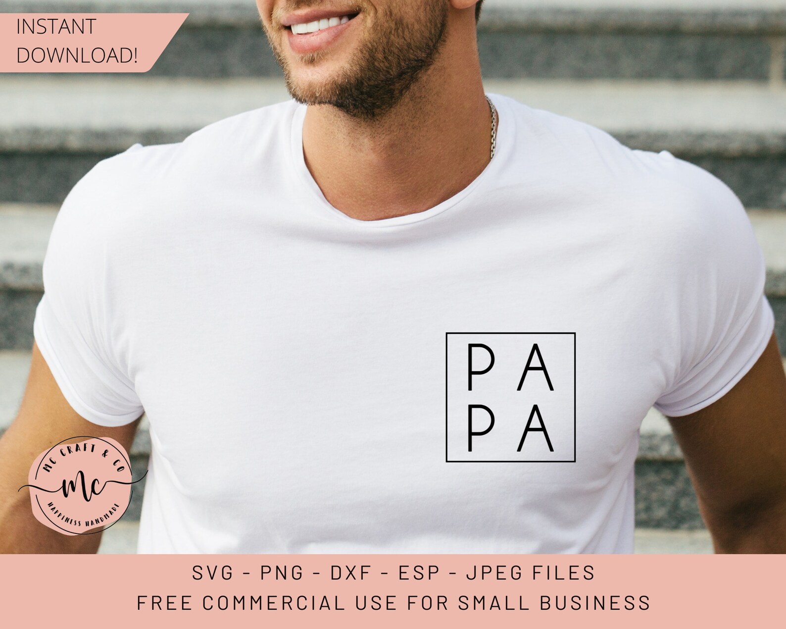 PAPA Fathers Day Svg Dad the Man. Daddy Papa Popscut | Etsy