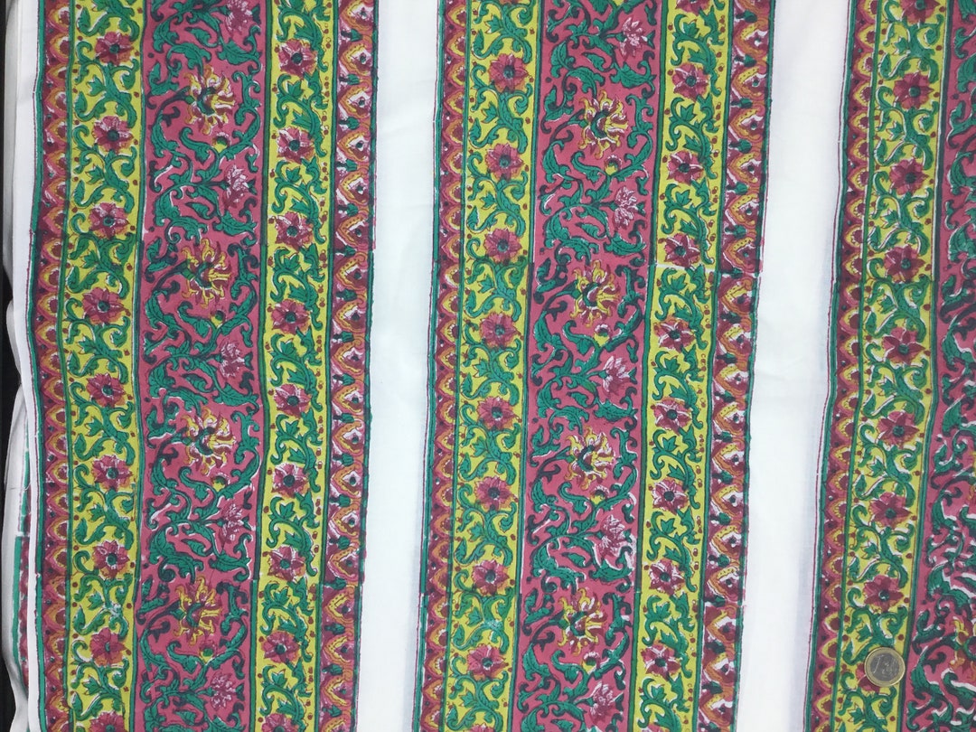 Indian Block Printed Cotton Muslin or Blockprint Cotton Voile, Hand ...