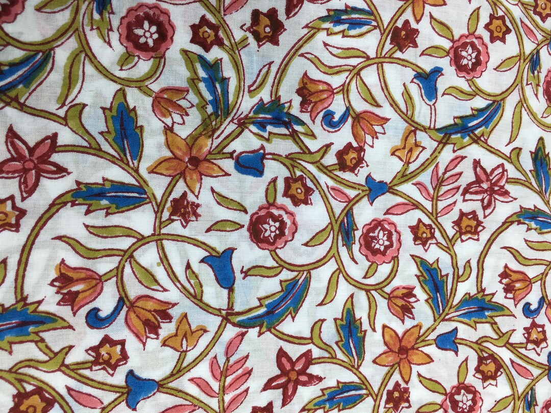 Indian Block Printed Cotton Voile, Rust Jaipur With Edge - Etsy