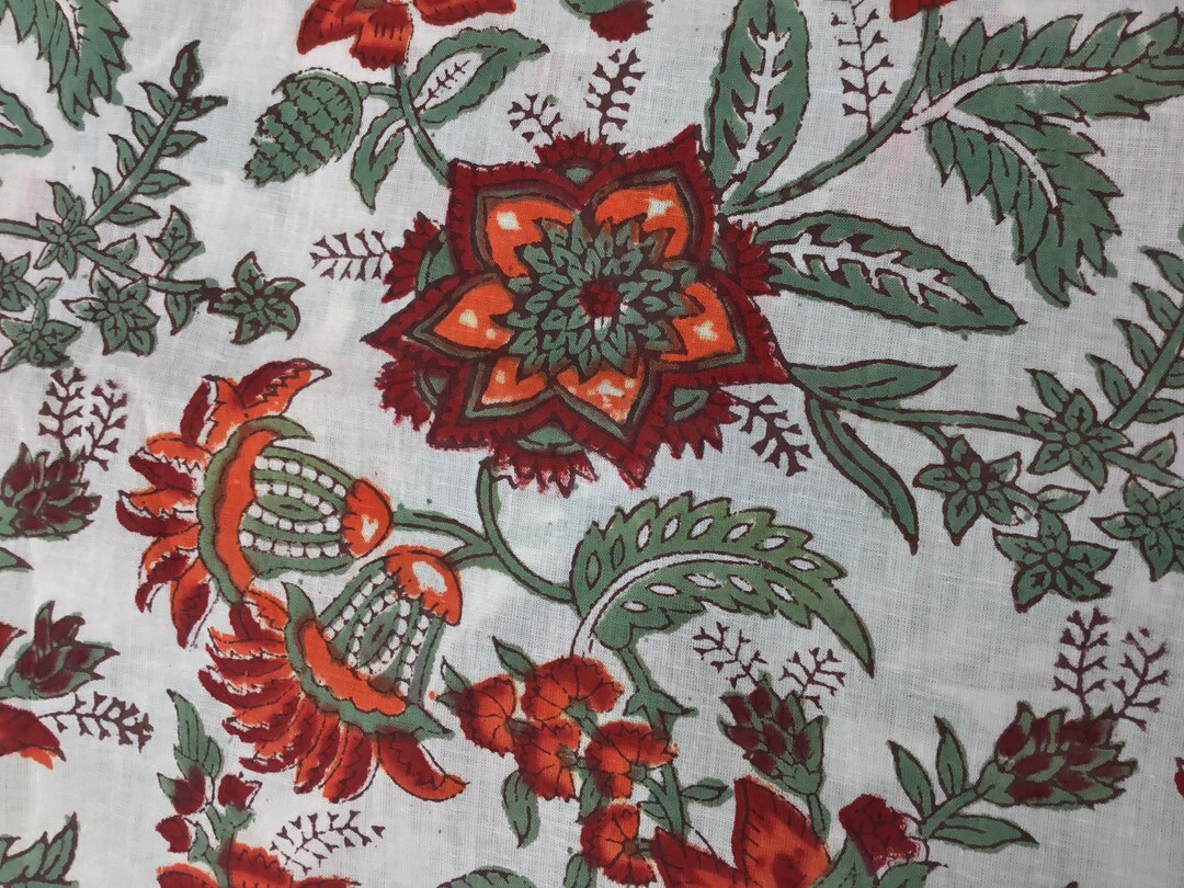 Indian Block Printed Cotton Muslin, Hand Made. India Jaipur - Etsy