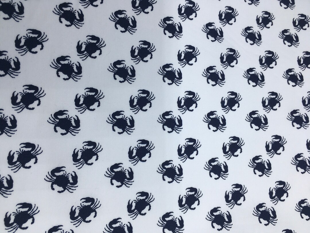 High Quality Cotton Poplin, Navy Crabs - Etsy
