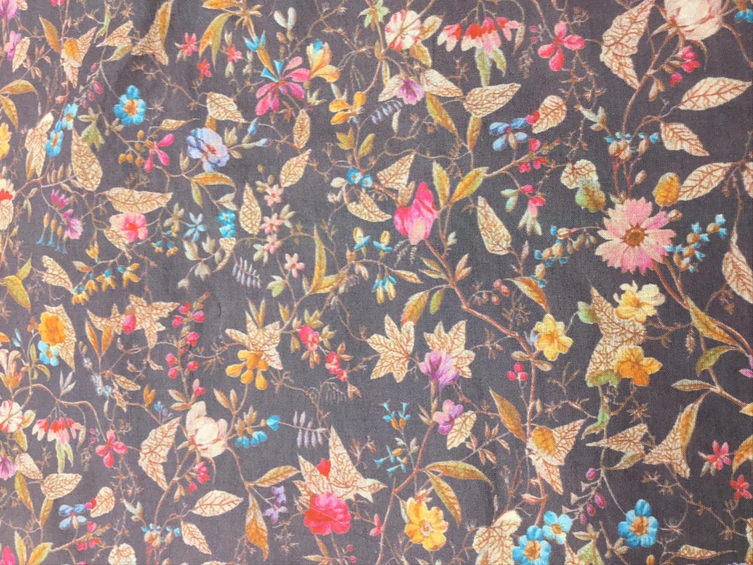 English Pima Lawn Cotton Fabric, Indigo Floral Print - Etsy
