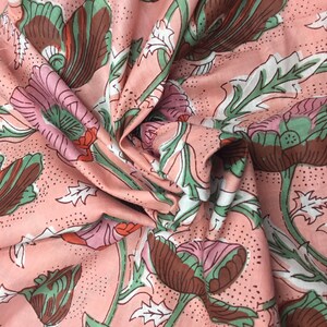 Indian Block Printed Cotton Muslin, Hand Made. Antique Pink Jaipur ...