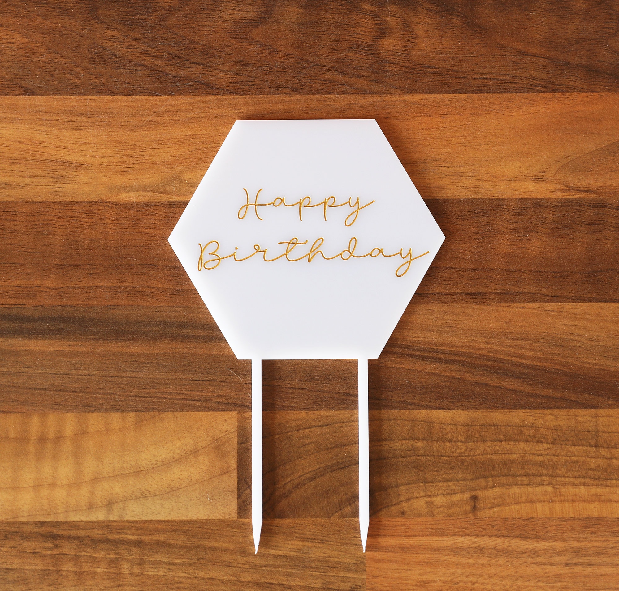 Happy Birthday Cake Topper Hexagon Shaped Cake Topper Gold - Etsy UK