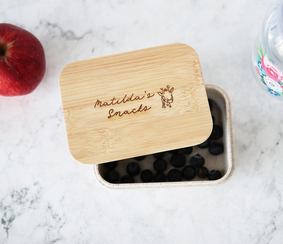 Personalised Bamboo Snack Pot Personalised Children's Snack Box kids ...