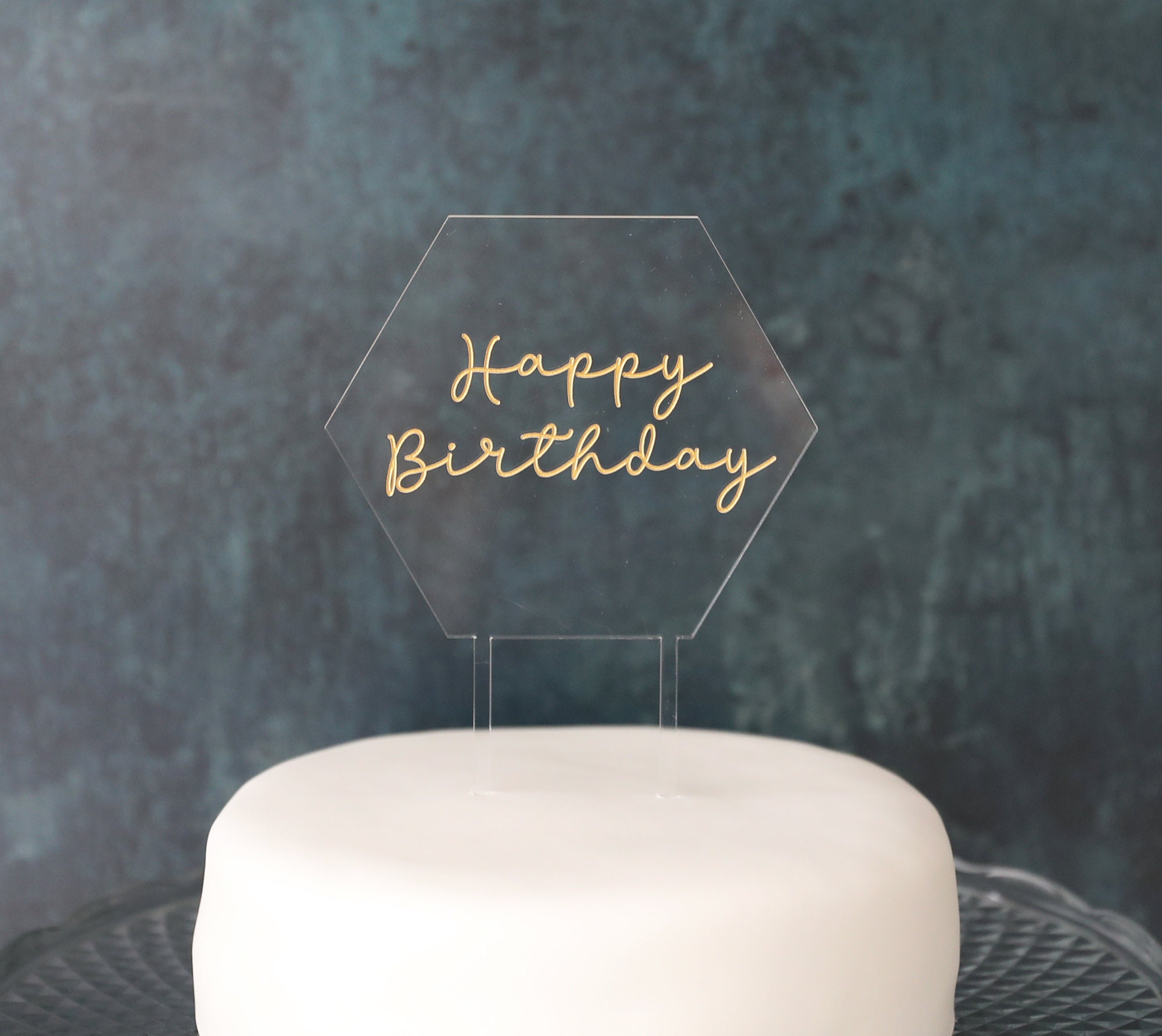 Happy Birthday Cake Topper Hexagon Shaped Cake Topper Gold | Etsy UK