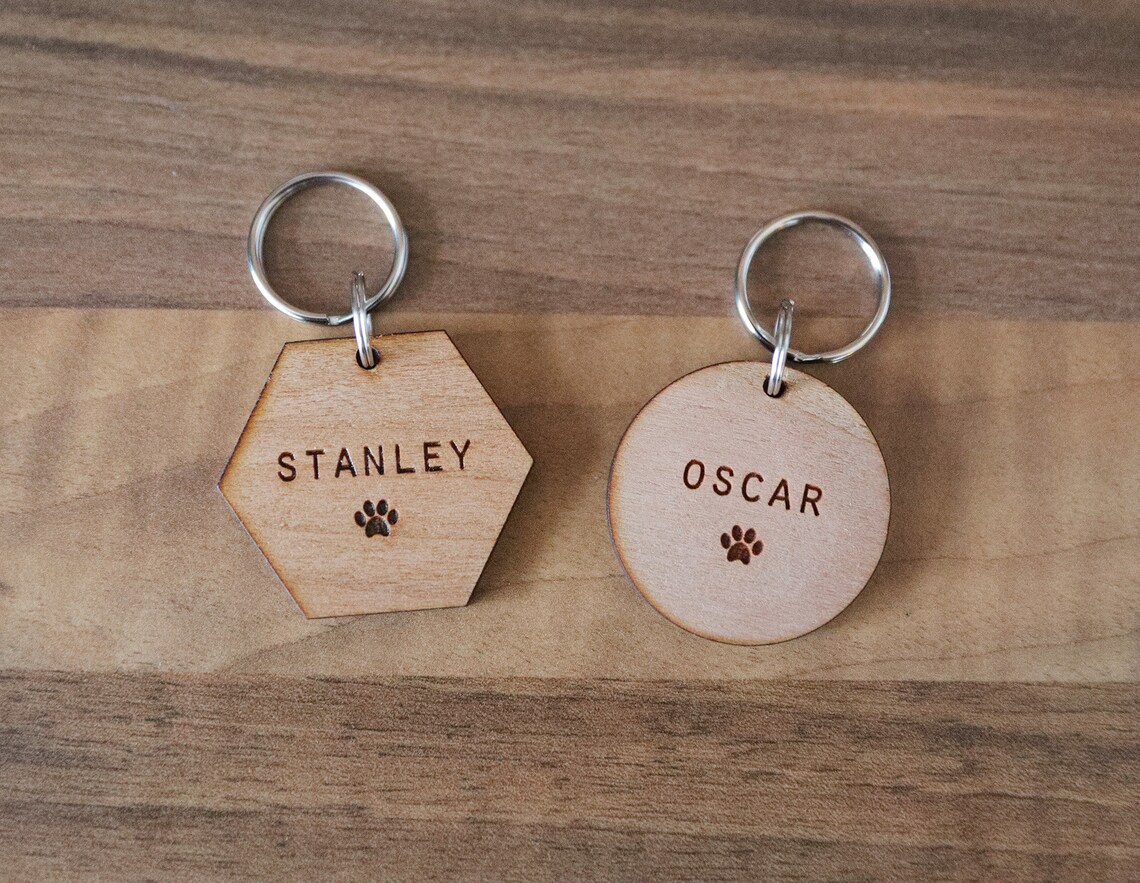 Personalised Dog Tag wooden Dog Tag dog ID Tag engraved Dog - Etsy