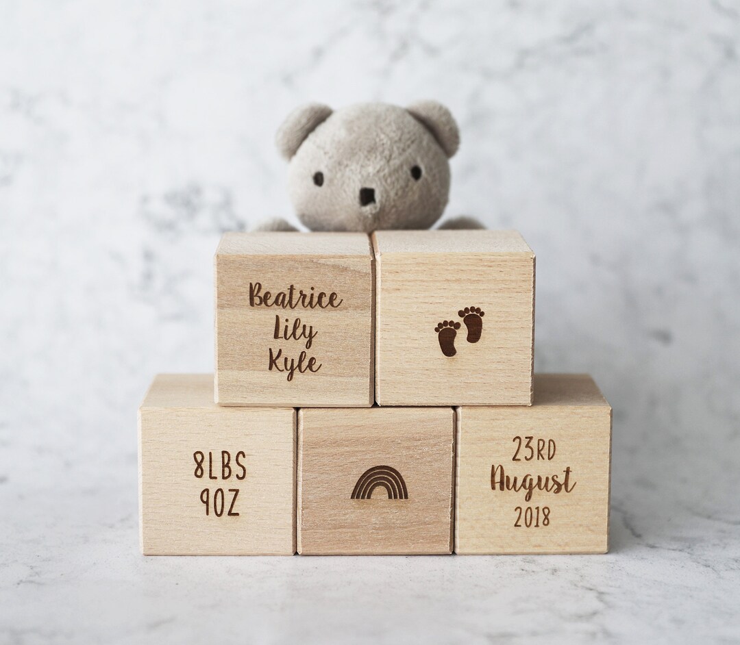 Personalised Wooden Baby Blocks - New Baby Gift- Baby Blocks - Wooden ...