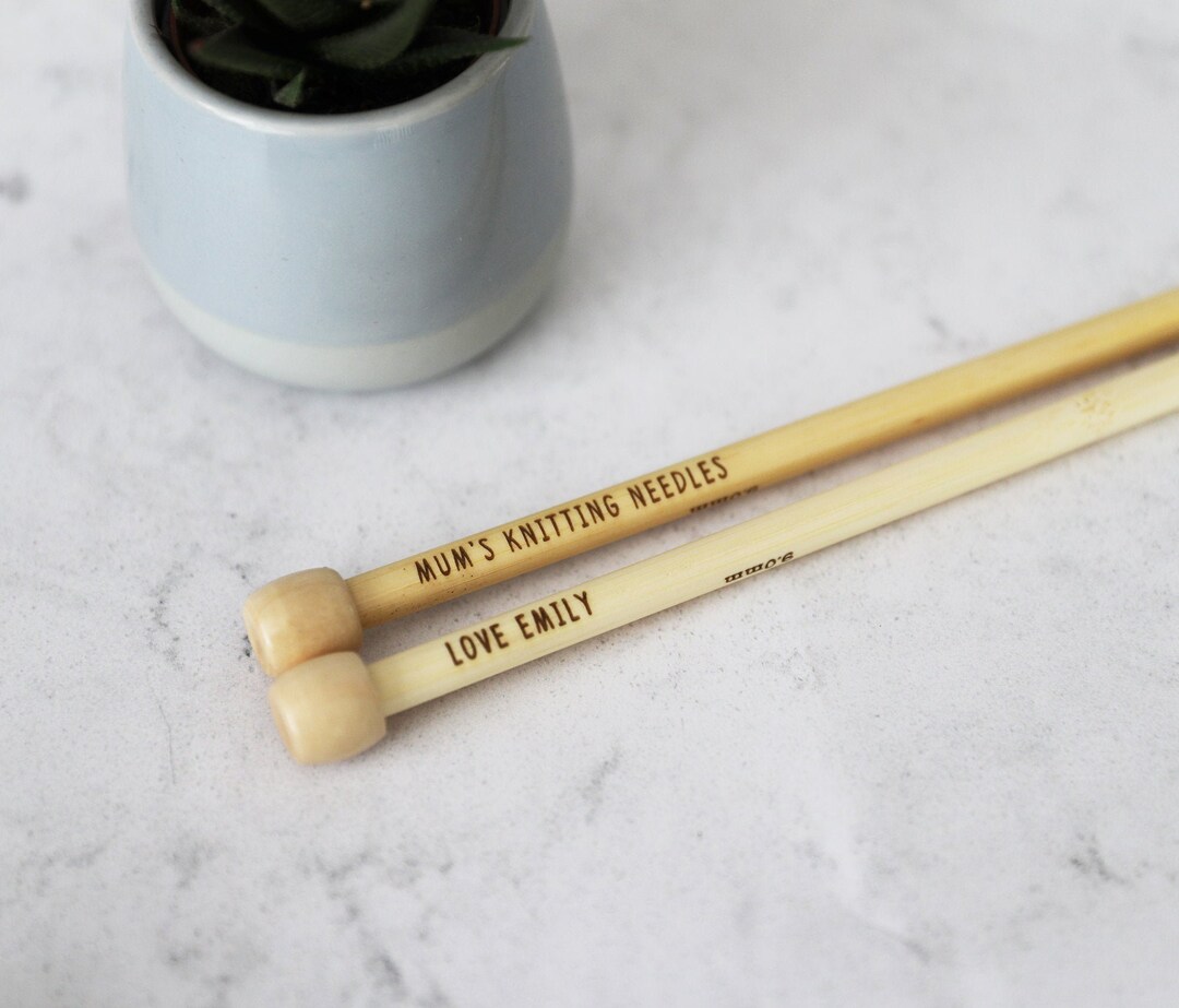 Personalised Bamboo Knitting Needles, Knitting Gift, Engraved Wooden ...