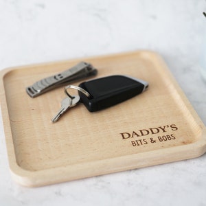 Personalised Coin Tray for Dad - Engraved Wooden Key/trinket Dish ...