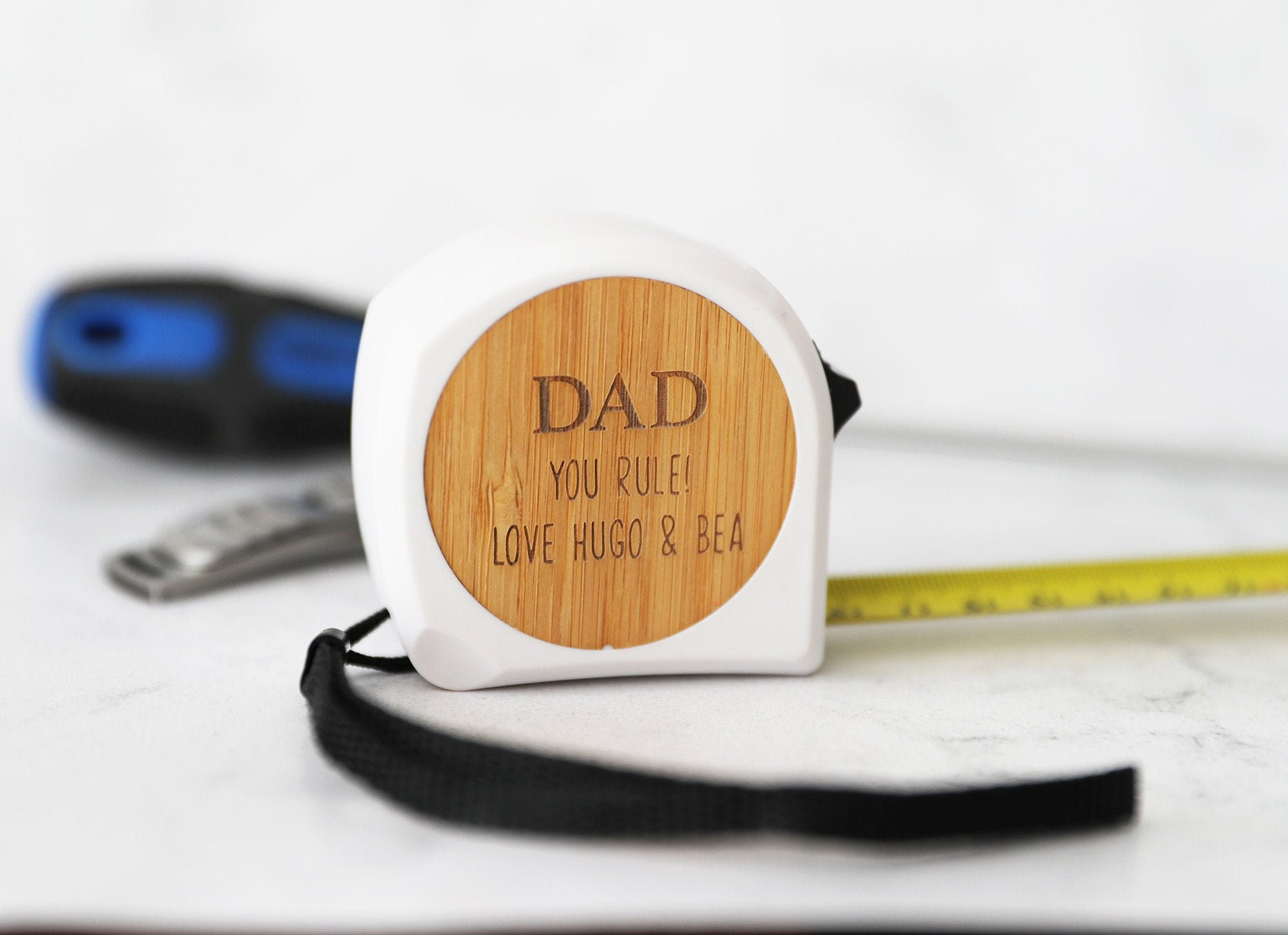 Personalised Tape Measure bamboo Tape Measure Gift for Dad - Etsy UK