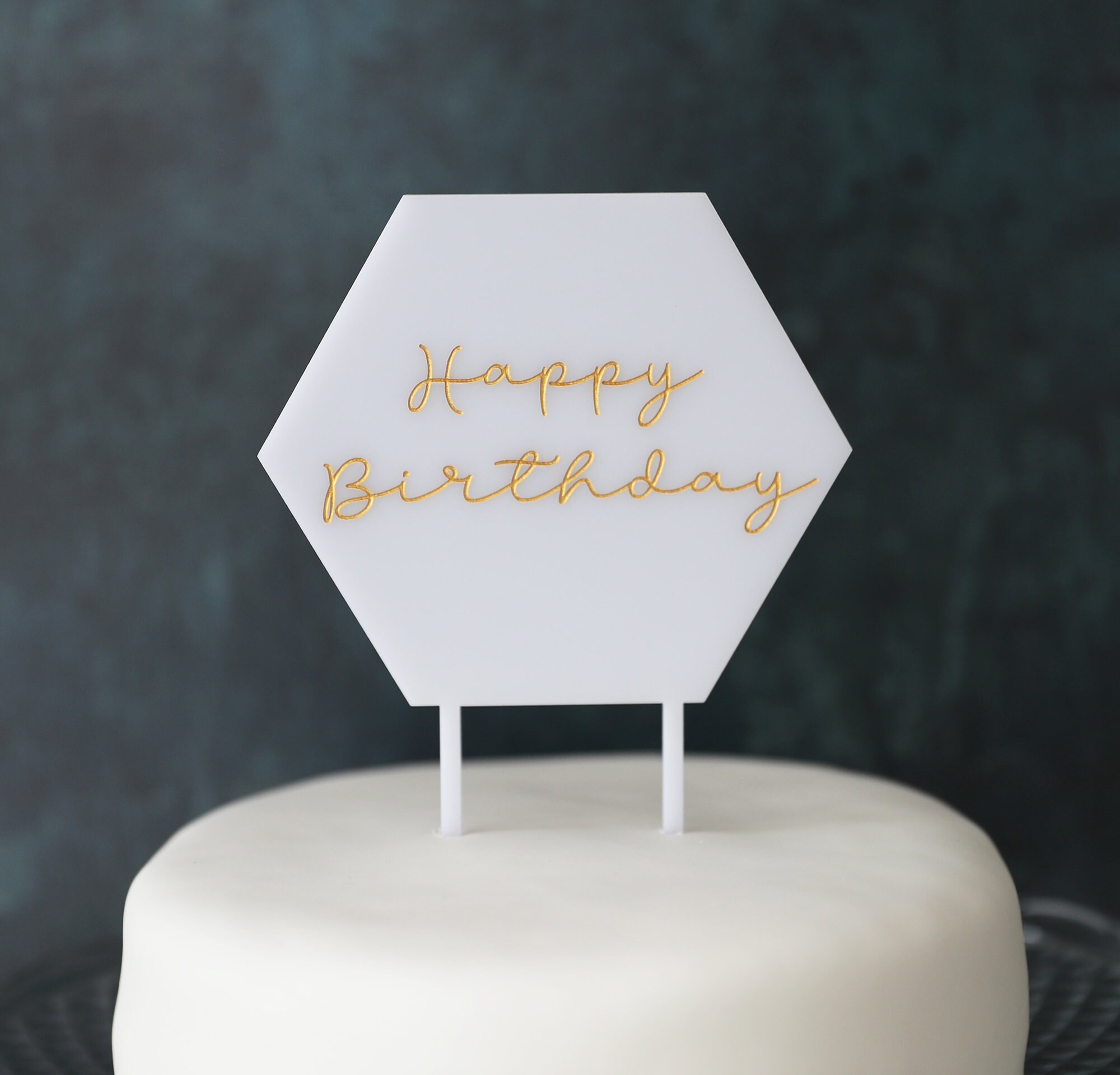 Happy Birthday Cake Topper Hexagon Shaped Cake Topper Gold - Etsy UK