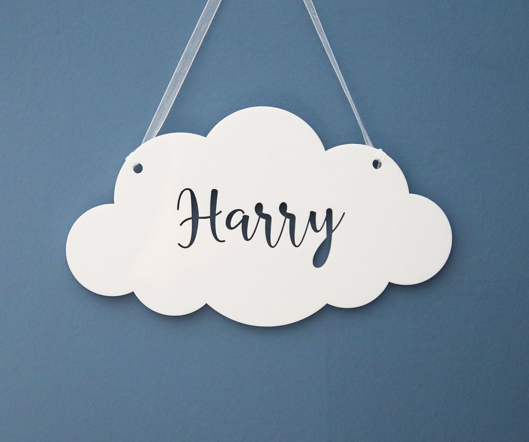 Personalised Cloud Sign - Personalised Door Sign - Cloud Shaped Bedroom ...