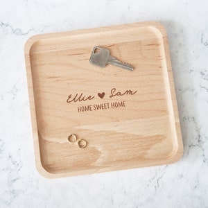 Personalised Wooden Coin Tray Wooden Trinket Dish-gift for Couple home ...