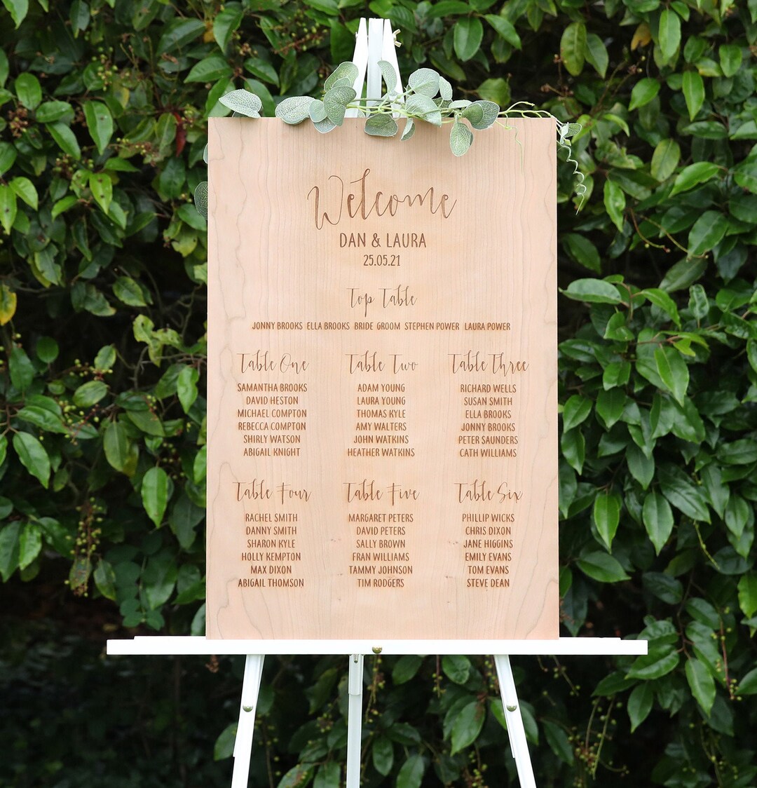 Wooden Table Plan Wooden Seating Plan Wedding Table Plan Rustic Seating ...