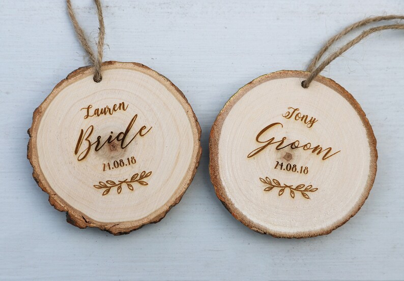 Personalised Bride and Groom Log Slices Bride and Groom - Etsy UK