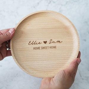 Personalised Wooden Coin Tray Wooden Trinket Dish-gift for Couple home ...