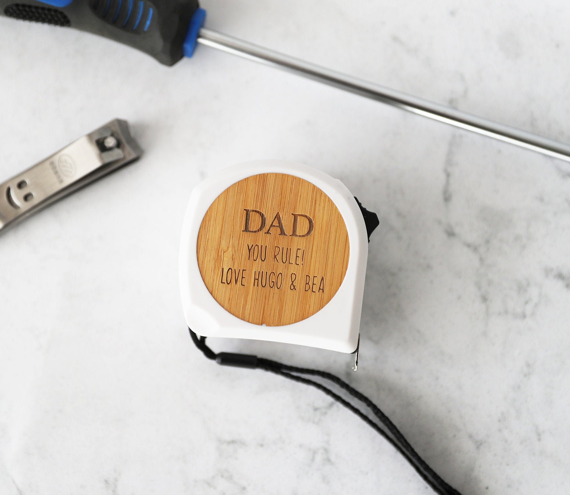 Personalised Tape Measure bamboo Tape Measure Gift for Dad - Etsy UK