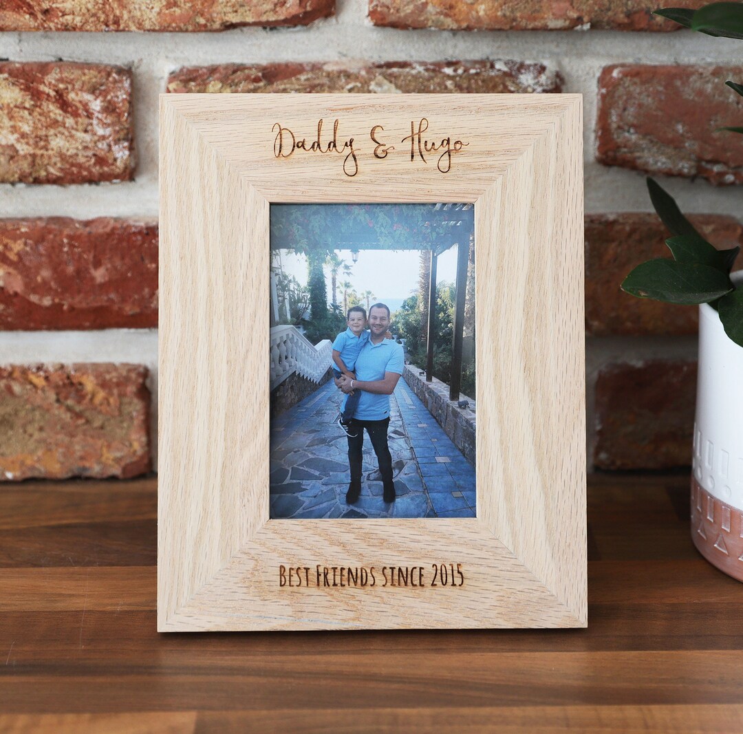 Personalised Solid Oak Dad Photo Frame: Engraved Gift - Etsy UK
