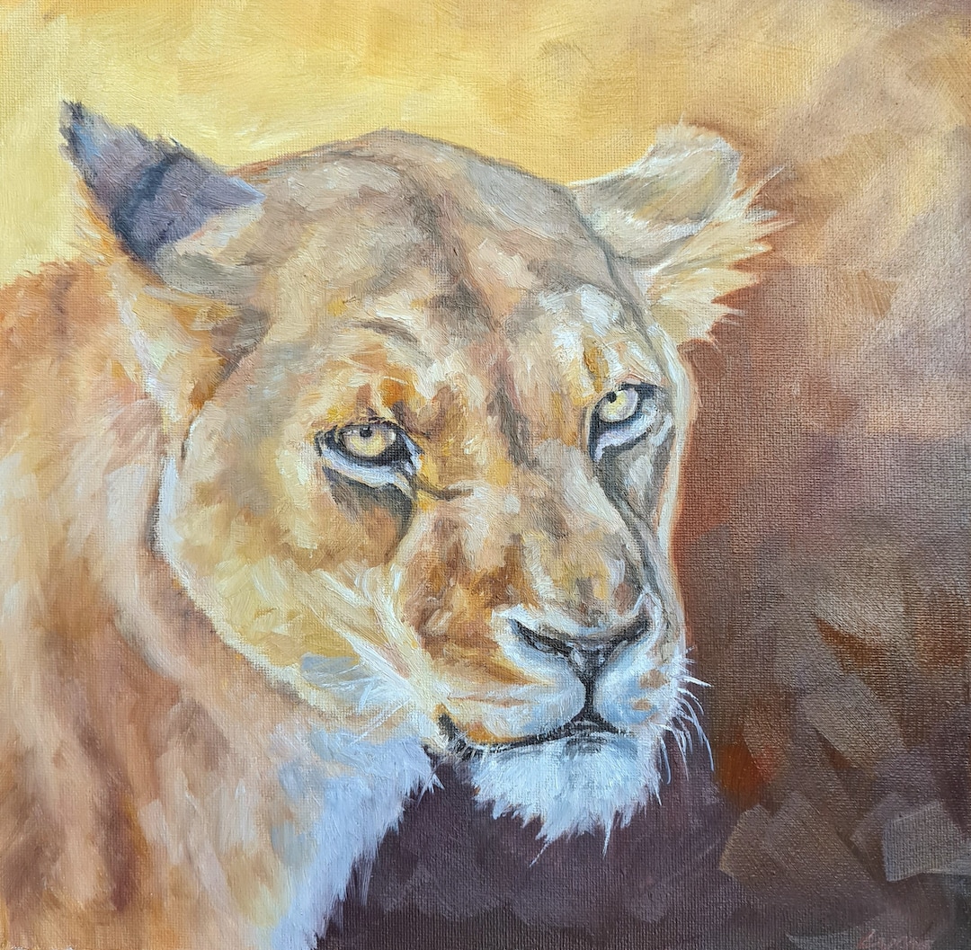Original Oil Painting of a Lion. Lion Portrait in Oils. Lion Art ...