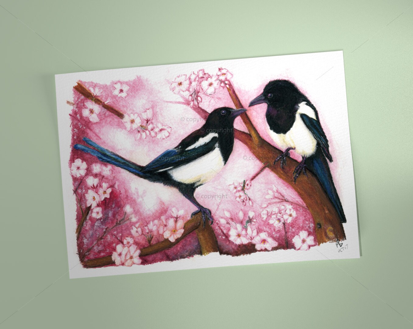 Magpies Art Print. From My Watercolour Pencil Drawing Two for - Etsy
