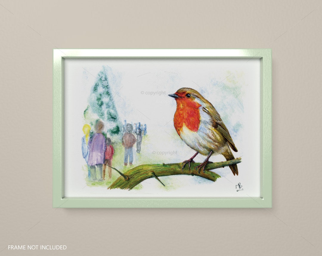 Robin Red Breast Christmas Art Print. From My Watercolour - Etsy