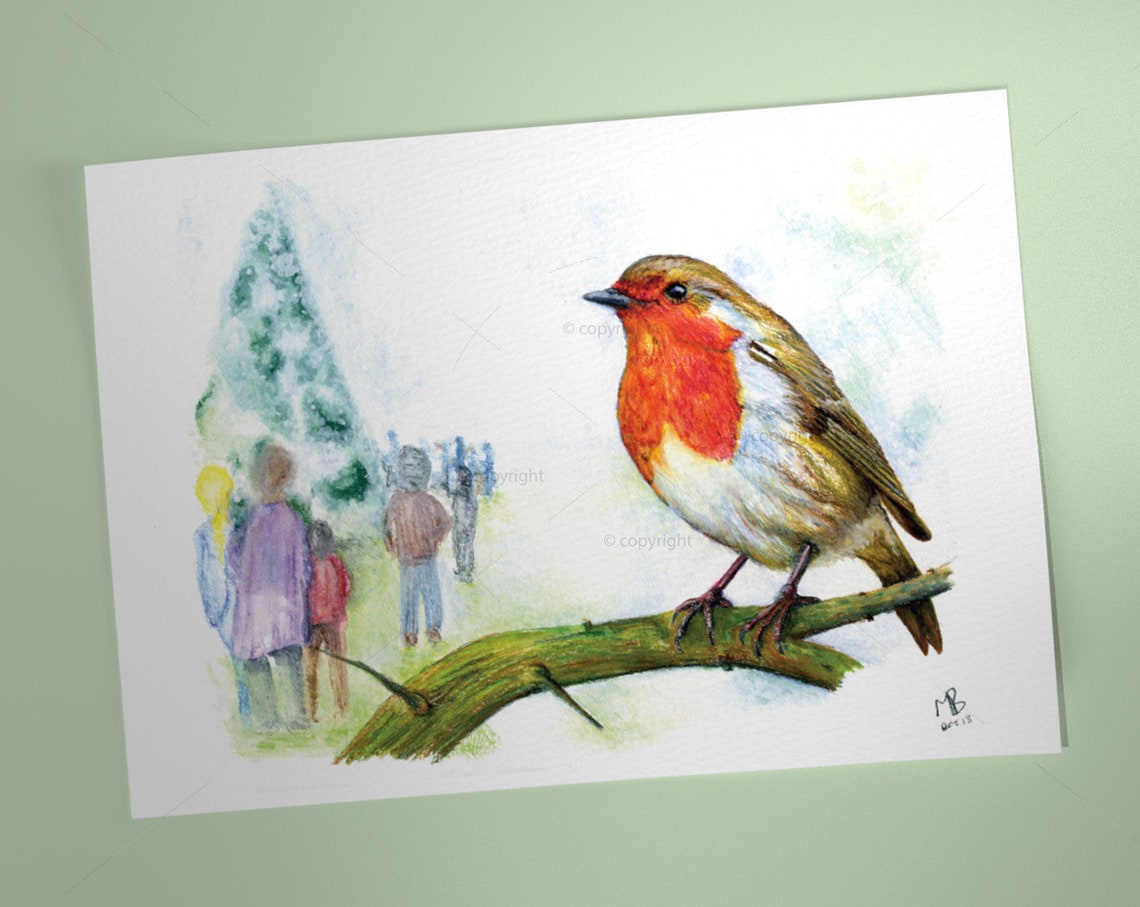 Robin Red Breast Christmas Art Print. From My Watercolour - Etsy