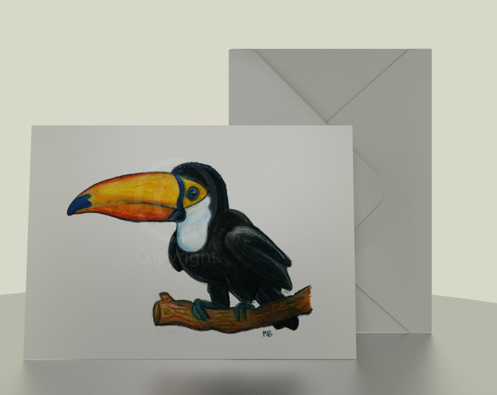 Toucan Greeting Card. 7x5, Print of Watercolour Pencil Drawing, Blank ...