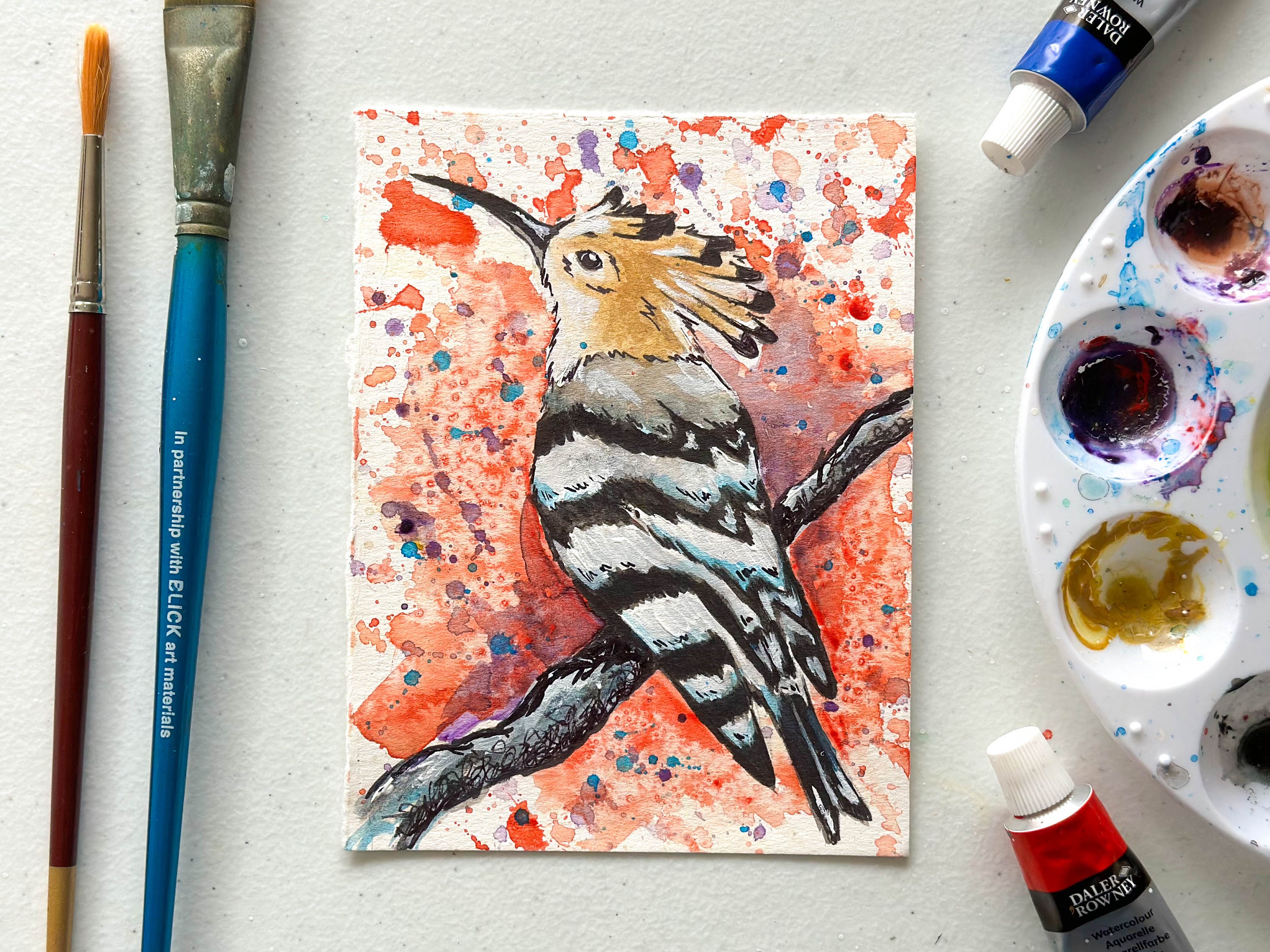 Hoopoe Original Bird Watercolor Painting Water Color Nature Bird Lover ...