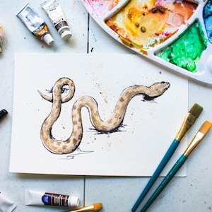 Concho Water Snake Original Watercolor Painting Snake Art - Etsy