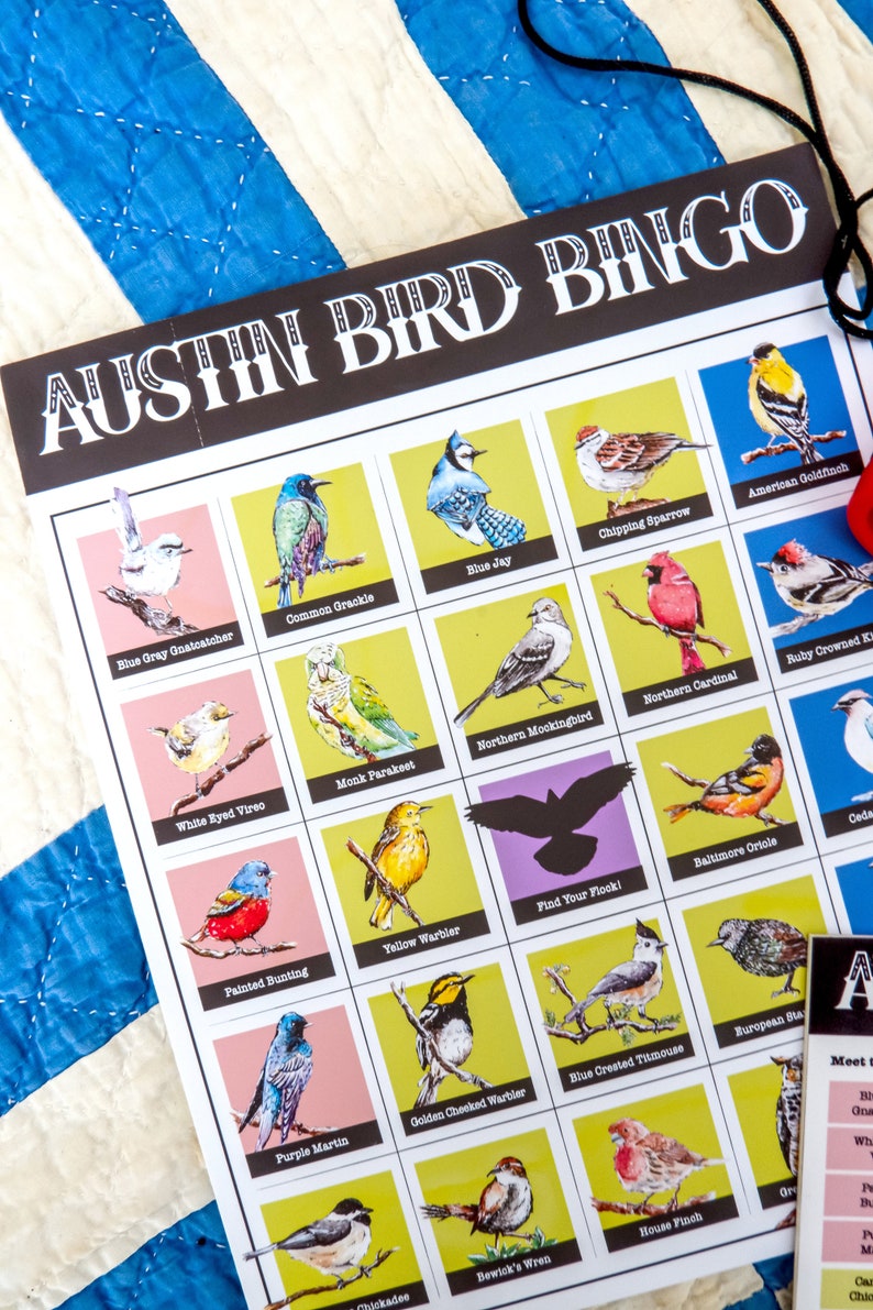 Austin Bird Bingo | Austin Texas | Birds of Texas | Bird Watching Gift ...