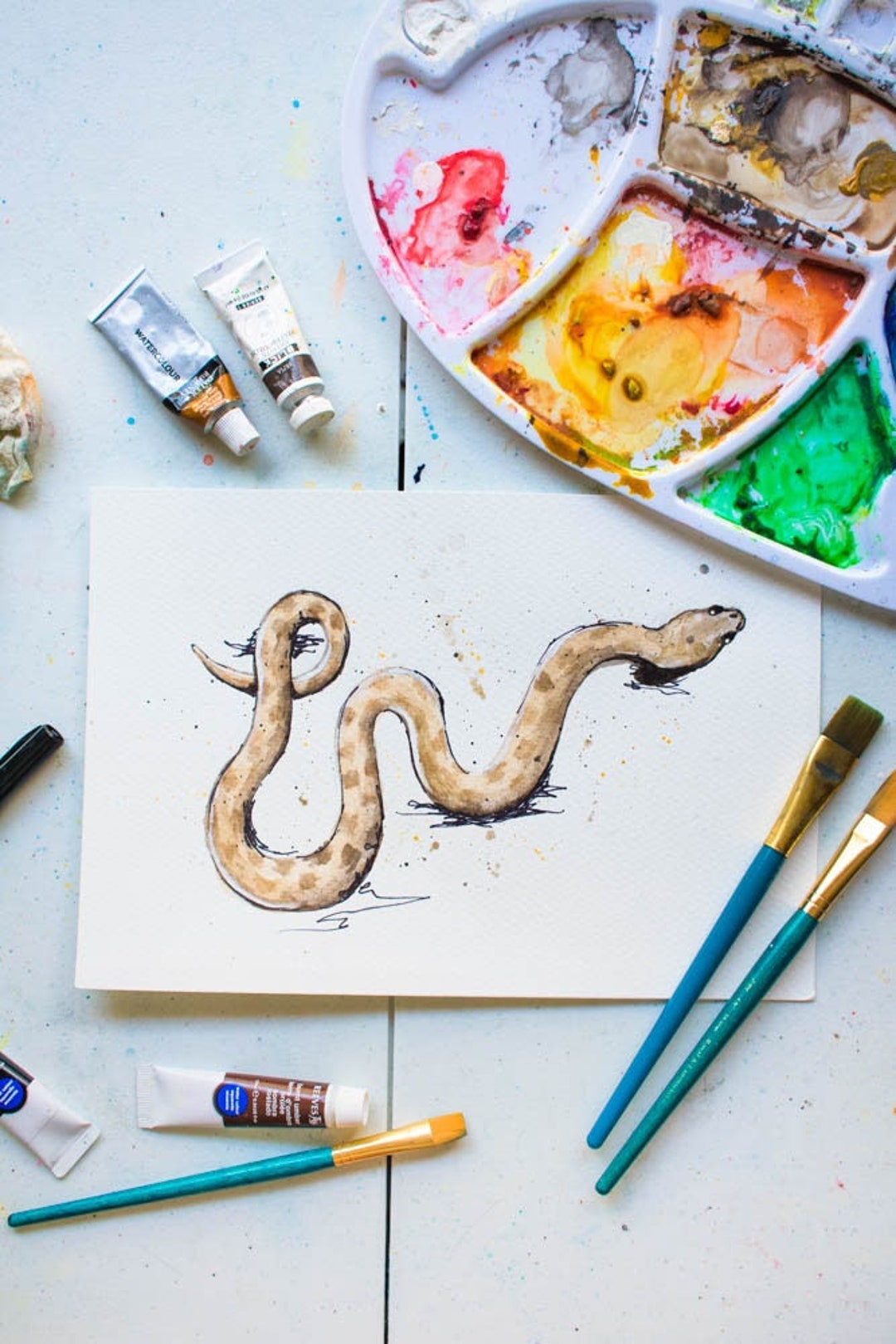 Concho Water Snake Original Watercolor Painting Snake Art Snake Gifts ...