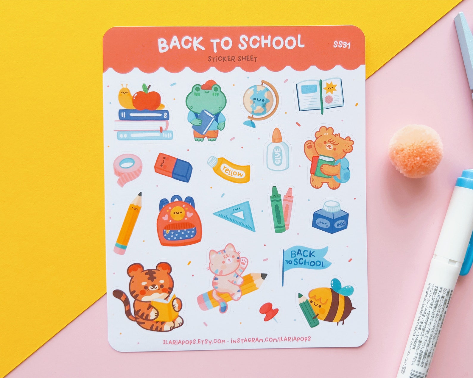 Kawaii Back to School Waterproof Sticker Sheet - Etsy
