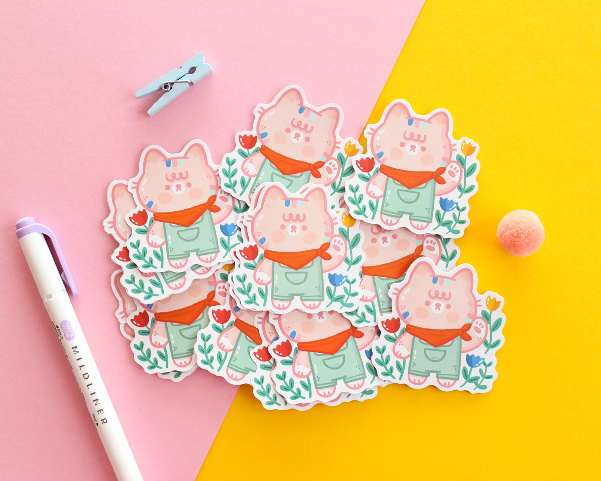 Mango the Cat Cottagecore Stickers, Die-cut Matte Vinyl Sticker ...