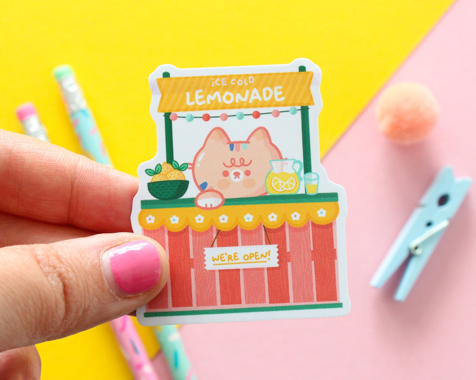 Mango the Cat "ice Cold Lemonade", Die-cut Matte Vinyl Sticker ...