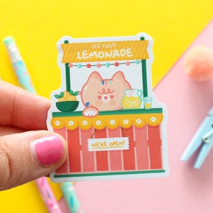Mango the Cat "ice Cold Lemonade", Die-cut Matte Vinyl Sticker ...