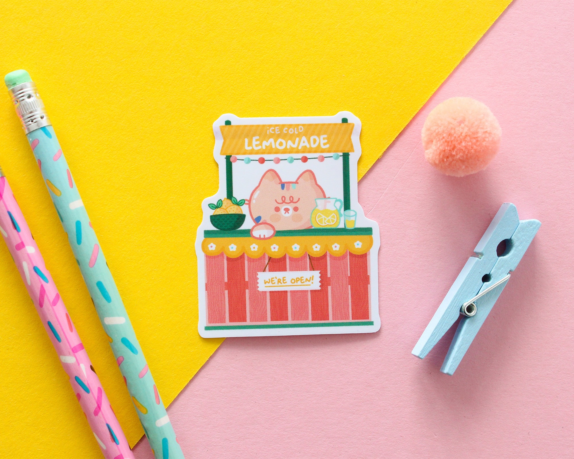 Mango the Cat "ice Cold Lemonade", Die-cut Matte Vinyl Sticker ...