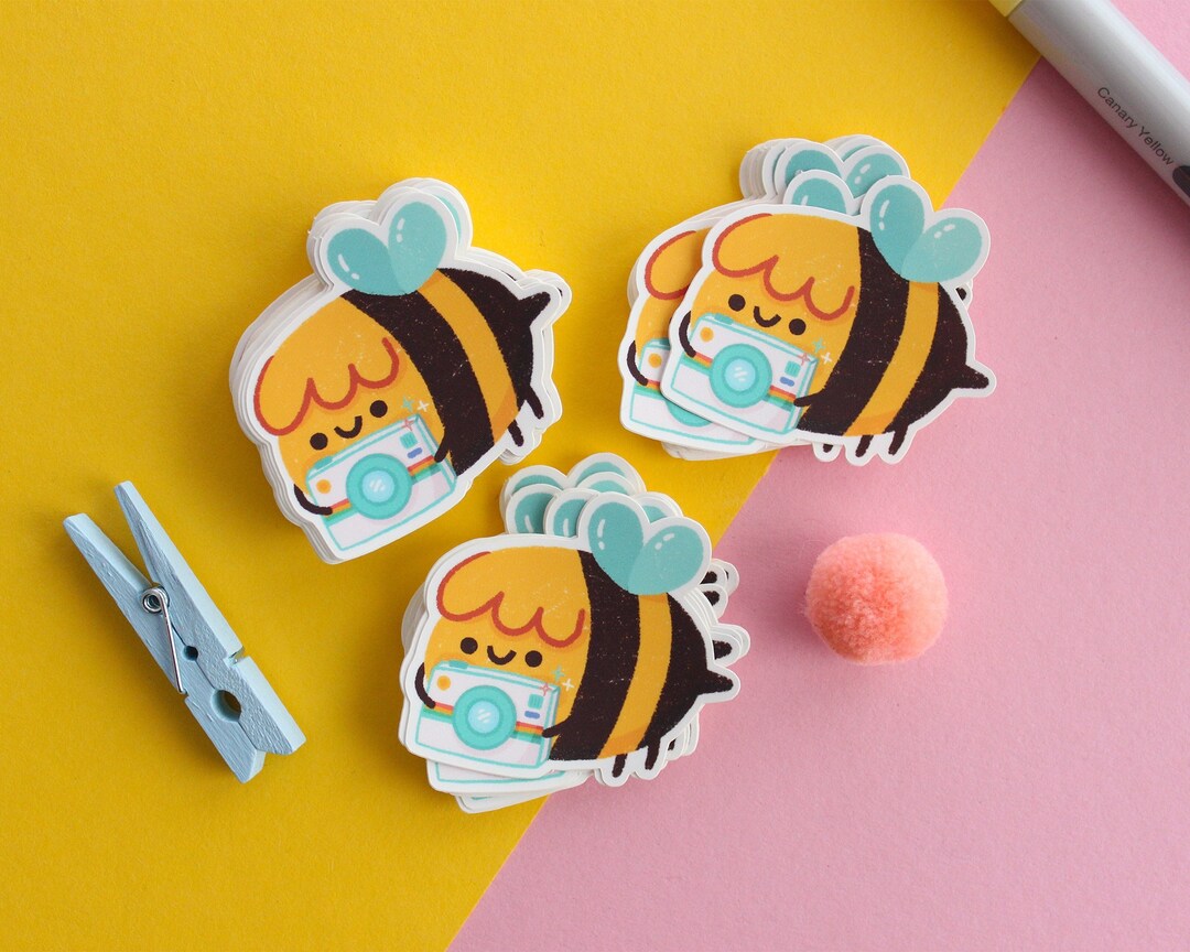 Honey Bee Polaroid Camera Sticker: Matte Vinyl Waterproof Die-cut - Etsy
