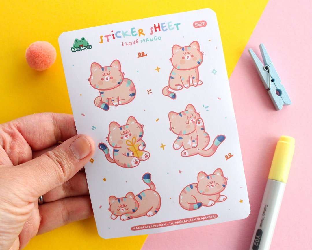Sticker Sheet i Love Mango, Die-cut Matte Vinyl Sticker, Waterproof ...