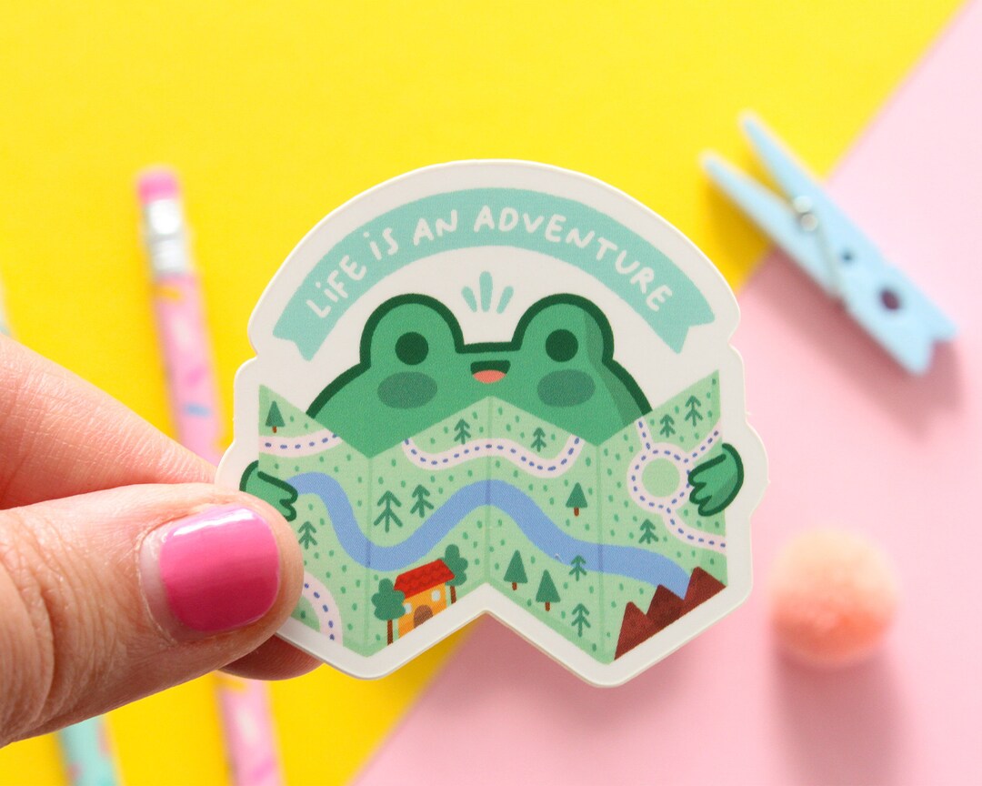 Puddle the Frog "life in an Adventure!", Die-cut Matte Vinyl Sticker ...